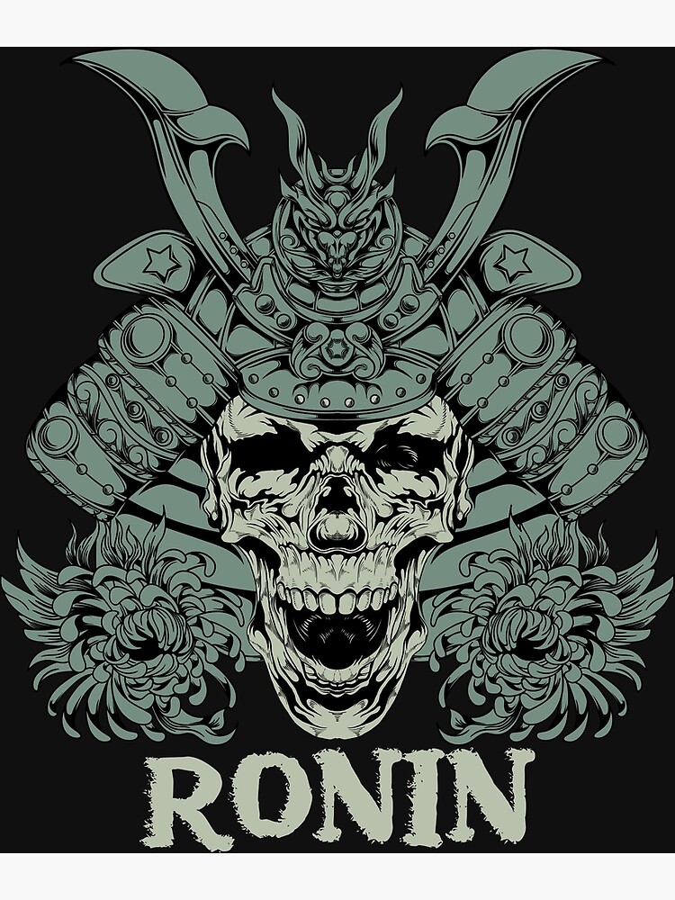 Poster « Tête de crâne de samouraï Ronin et rose », par satriyanto | Redbubble