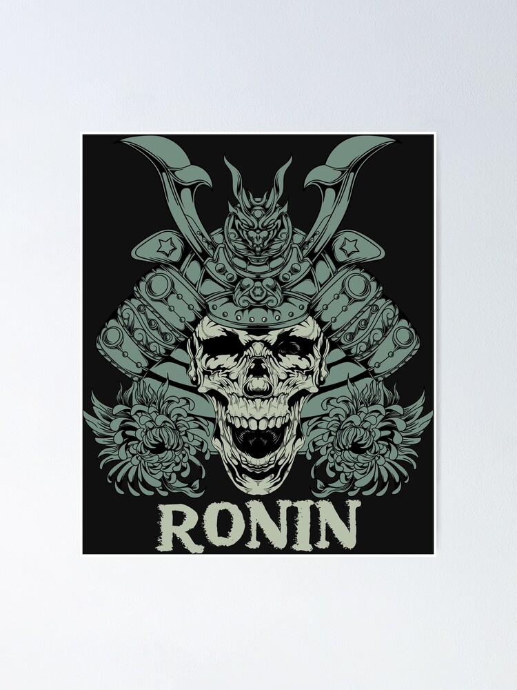 Poster « Tête de crâne de samouraï Ronin et rose », par satriyanto | Redbubble