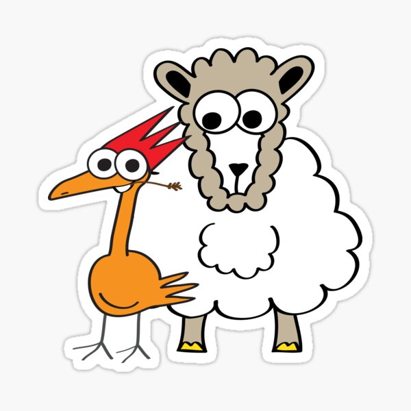 "Rooster & Sheep" Sticker for Sale by thegogglezoo | Redbubble