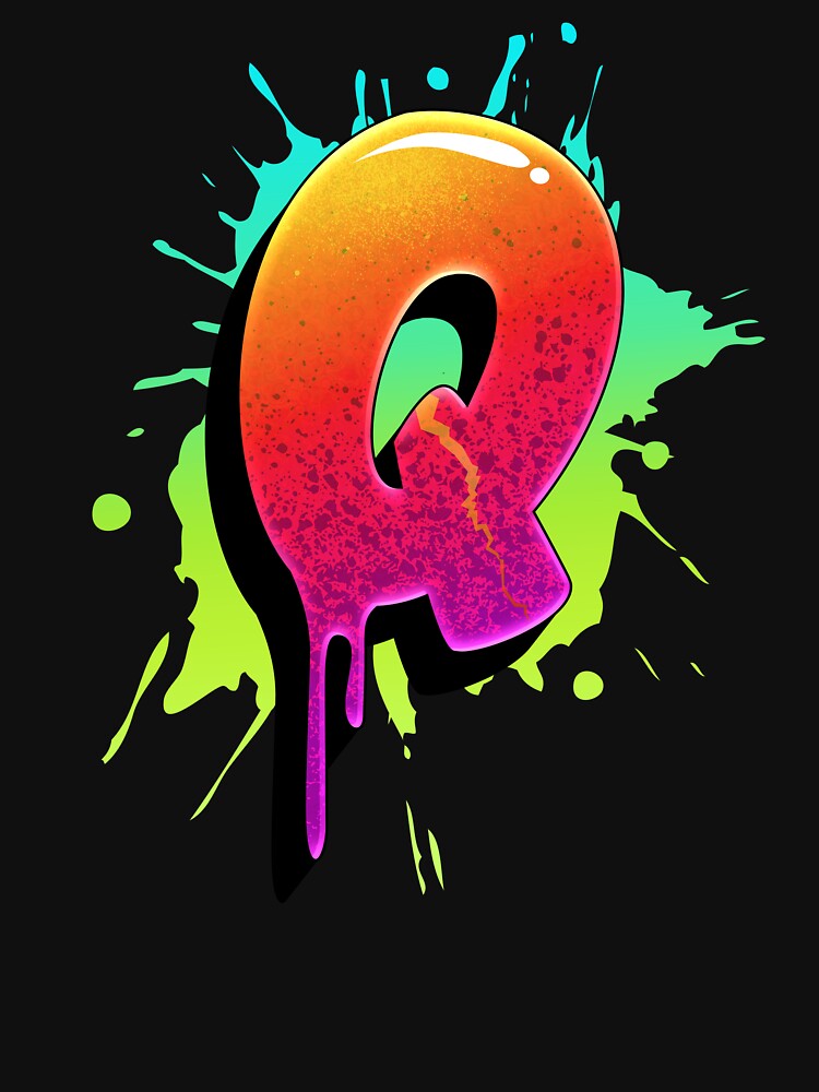 "Graffiti Letters Q Letter Colorful Paint Splash Style" T-shirt for ...