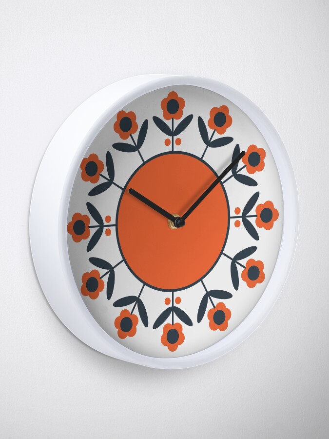 "Retro Flower (Tomato)" Clock for Sale by RoxburghDesign | Redbubble
