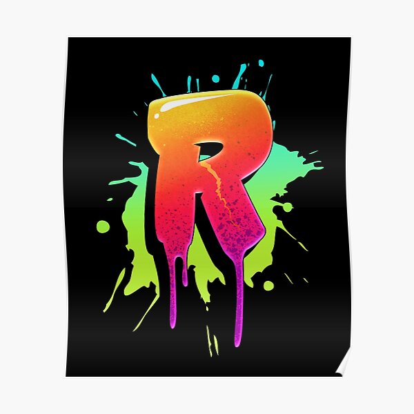 "Graffiti Letters R Letter Colorful Paint Splash Style" Poster for Sale ...