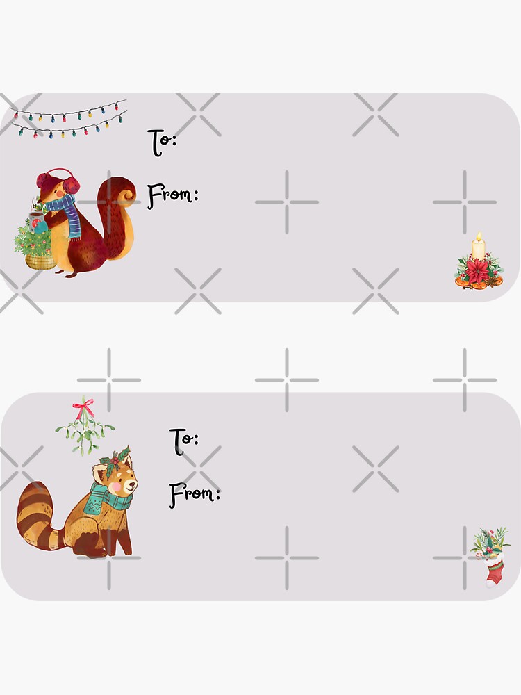 "Cute Watercolor Wild Animals Christmas Present Labels Holiday Gift ...