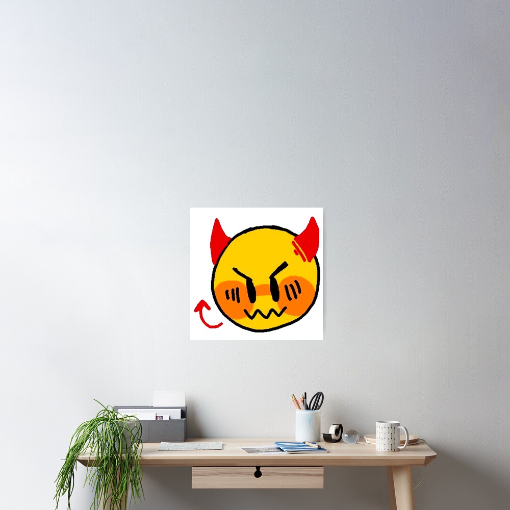 "Angry Devil Cursed Emoji TikTok MEME Face" Poster for Sale by ...