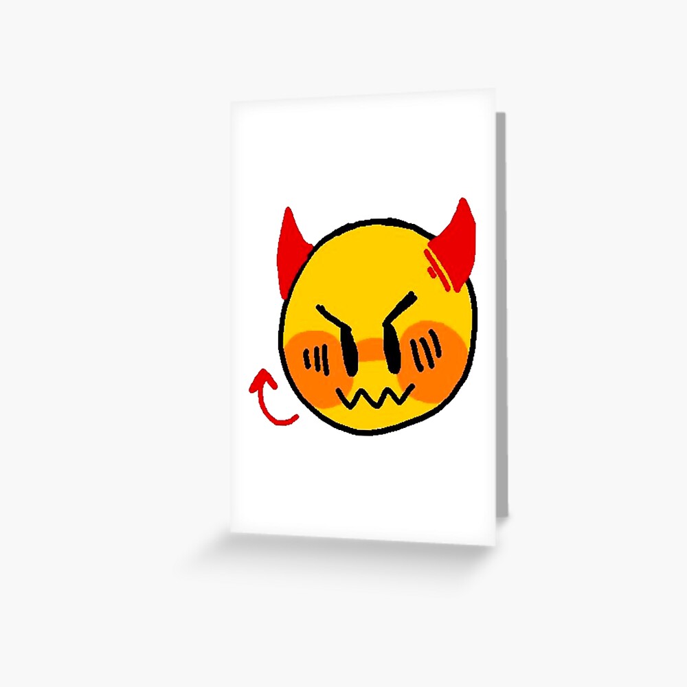"Angry Devil Cursed Emoji TikTok MEME Face" Greeting Card for Sale by ...