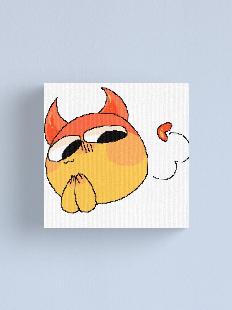"CUTE Devil Cursed Emoji TikTok MEME Face" Canvas Print for Sale by ...