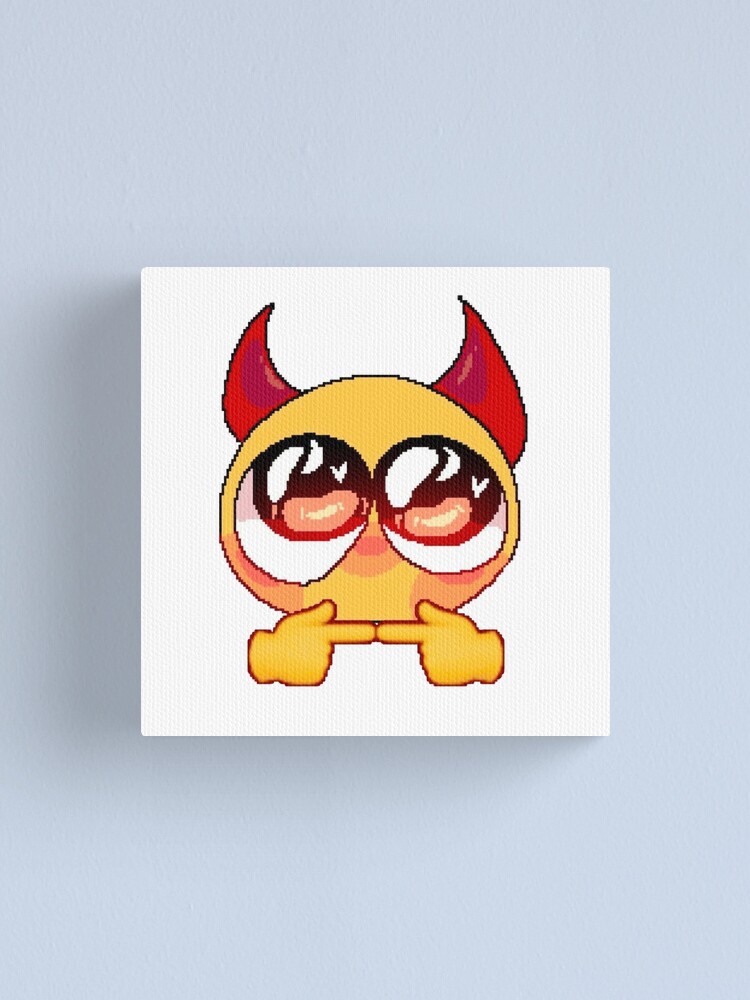 "PLEASE FACE CUTE Devil Cursed Emoji TikTok MEME Face" Canvas Print for ...