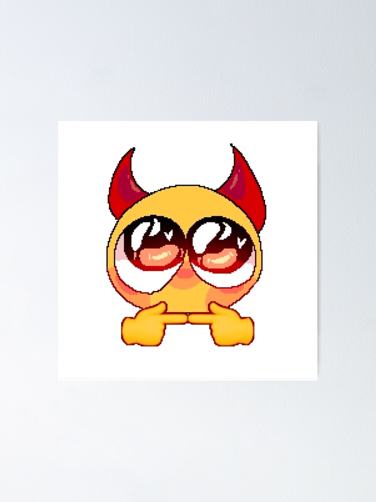 "PLEASE FACE CUTE Devil Cursed Emoji TikTok MEME Face" Poster for Sale ...