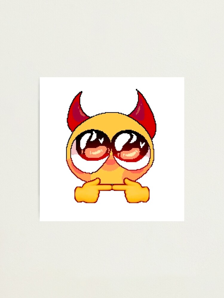 "PLEASE FACE CUTE Devil Cursed Emoji TikTok MEME Face" Photographic ...
