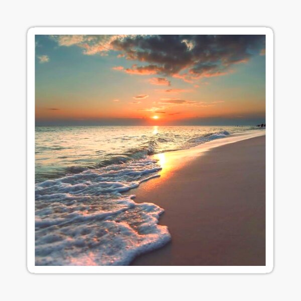 "Ocean Sunset and Ocean Waves on the shore" Sticker for Sale by lets ...
