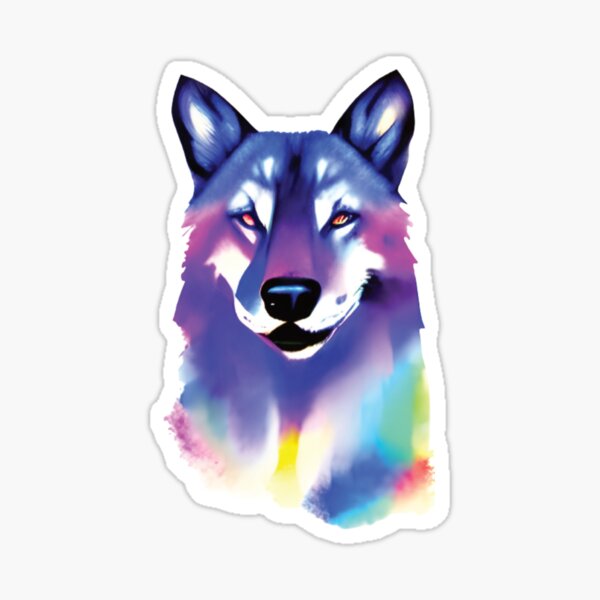 Pegatina «Lobo colorido/lobo galáctico/lobo colorido Obra de arte» de ...