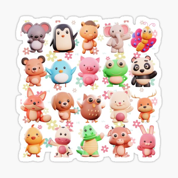 "3D Animal Characters " Sticker for Sale by CreativeMagi | Redbubble
