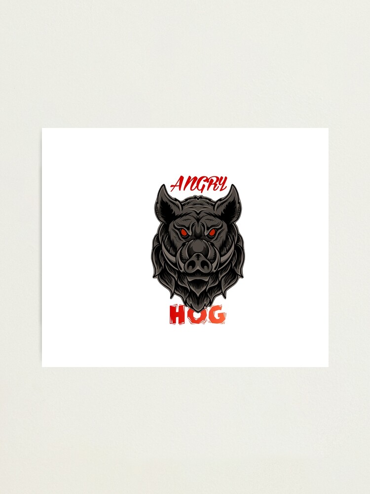 " Angry Wild Hog Cartoon Boar Funny Animal Pig Head" Photographic Print ...