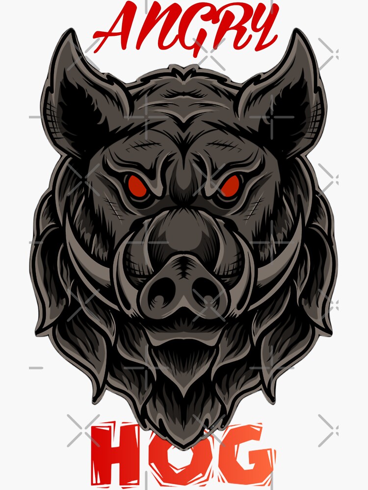 " Angry Wild Hog Cartoon Boar Funny Animal Pig Head" Sticker for Sale ...