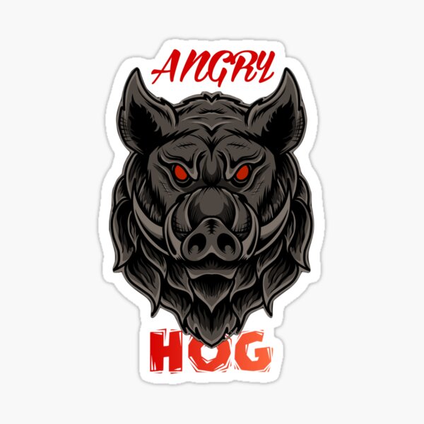 " Angry Wild Hog Cartoon Boar Funny Animal Pig Head" Sticker for Sale ...