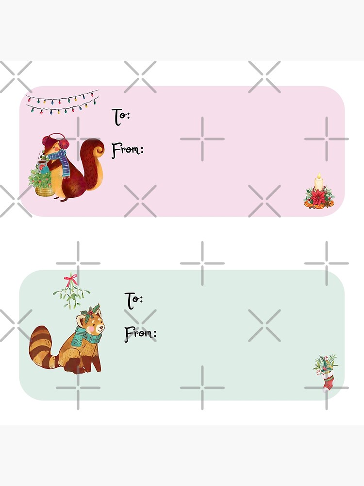 "Cute Watercolor Wild Animals Christmas Present Labels Holiday Gift ...