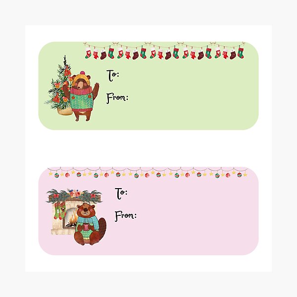 "Cute Watercolor Wild Animals Christmas Present Labels Holiday Gift ...