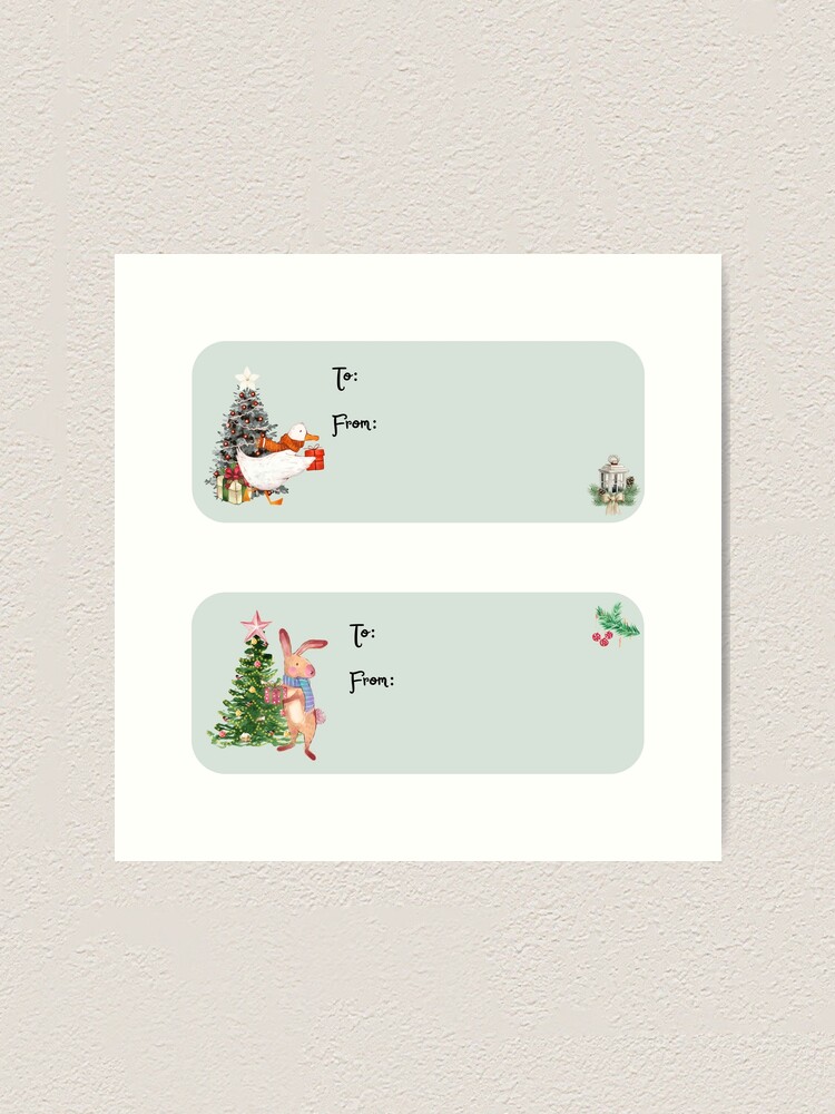 "Cute Watercolor Wild Animals Christmas Present Labels Holiday Gift ...