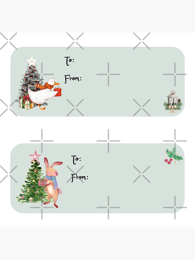 "Cute Watercolor Wild Animals Christmas Present Labels Holiday Gift ...