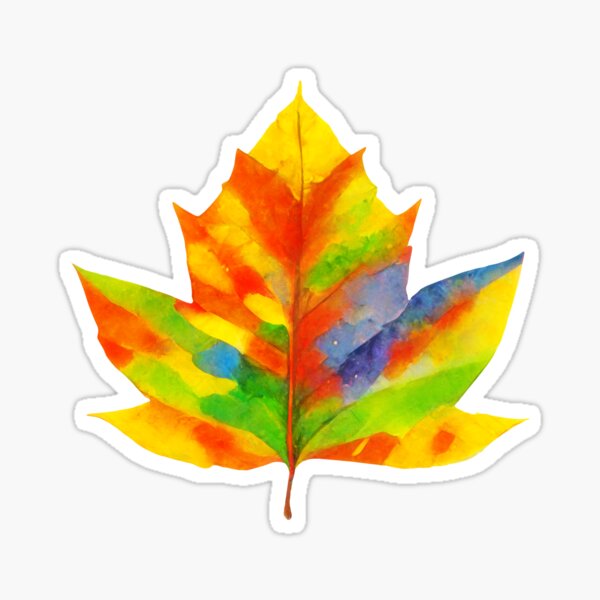 "Multicolored maple tree leaf" Sticker for Sale by 6handsdesign | Redbubble