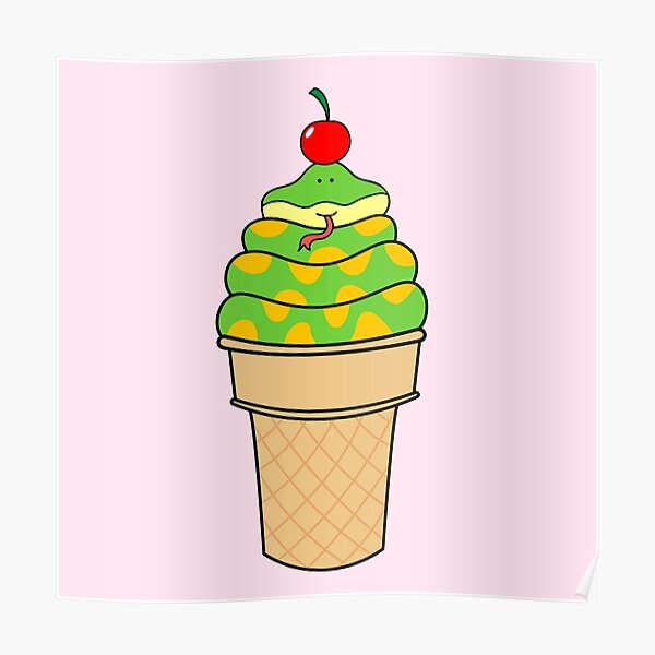 "cute ice cream snake" Poster for Sale by wordspotrayal | Redbubble