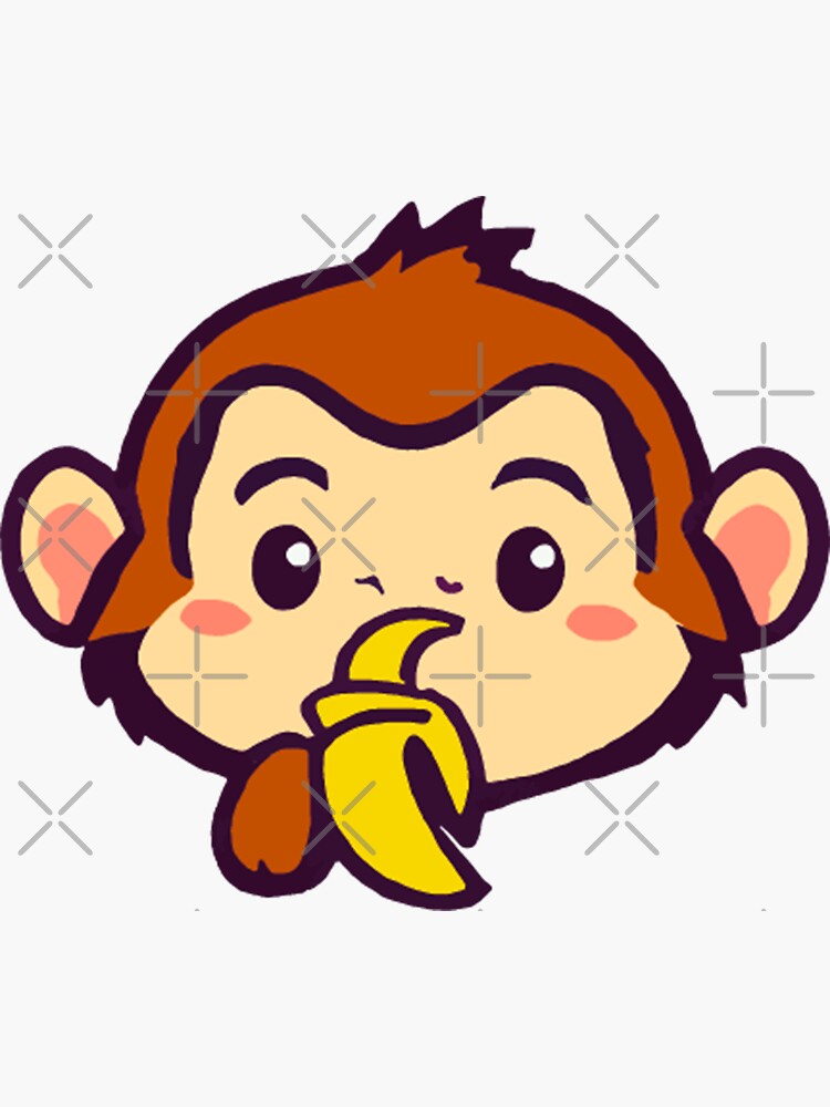"Monkey Banana" Sticker for Sale by teekab | Redbubble