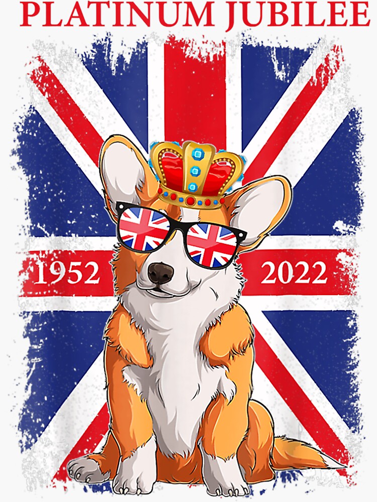 "Queens Platinum Jubilee Years Queen Fun Corgi " Sticker for Sale by ...