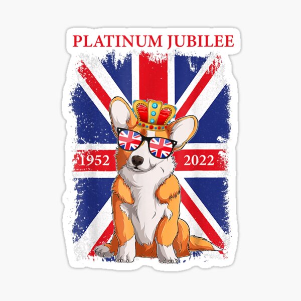 "Queens Platinum Jubilee Years Queen Fun Corgi " Sticker for Sale by ...
