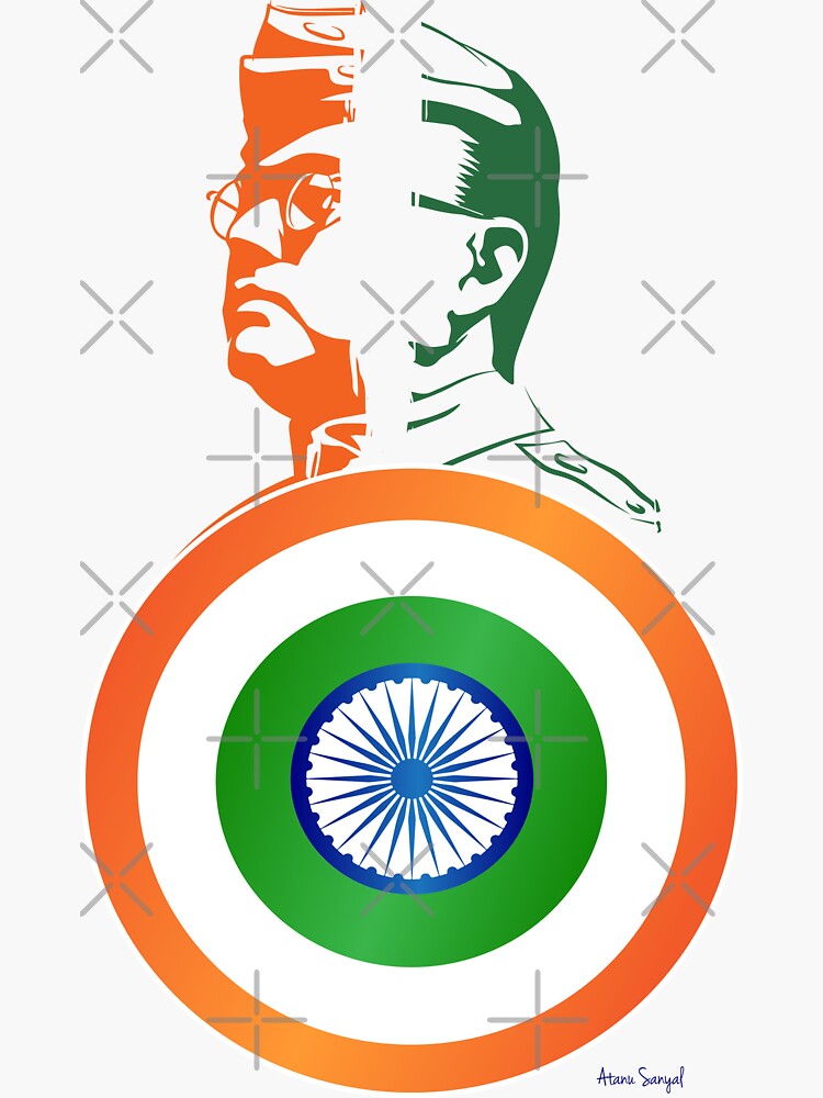 "Netaji India shield tri color" Sticker for Sale by AtanuSanyal | Redbubble