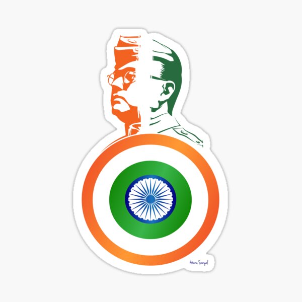 "Netaji India shield tri color" Sticker for Sale by AtanuSanyal | Redbubble