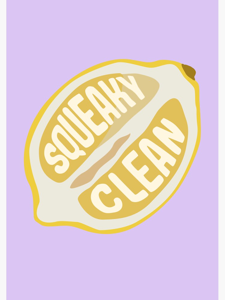 "Squeaky Clean Bathroom Art, Typographic, Lemon illustration, bright ...