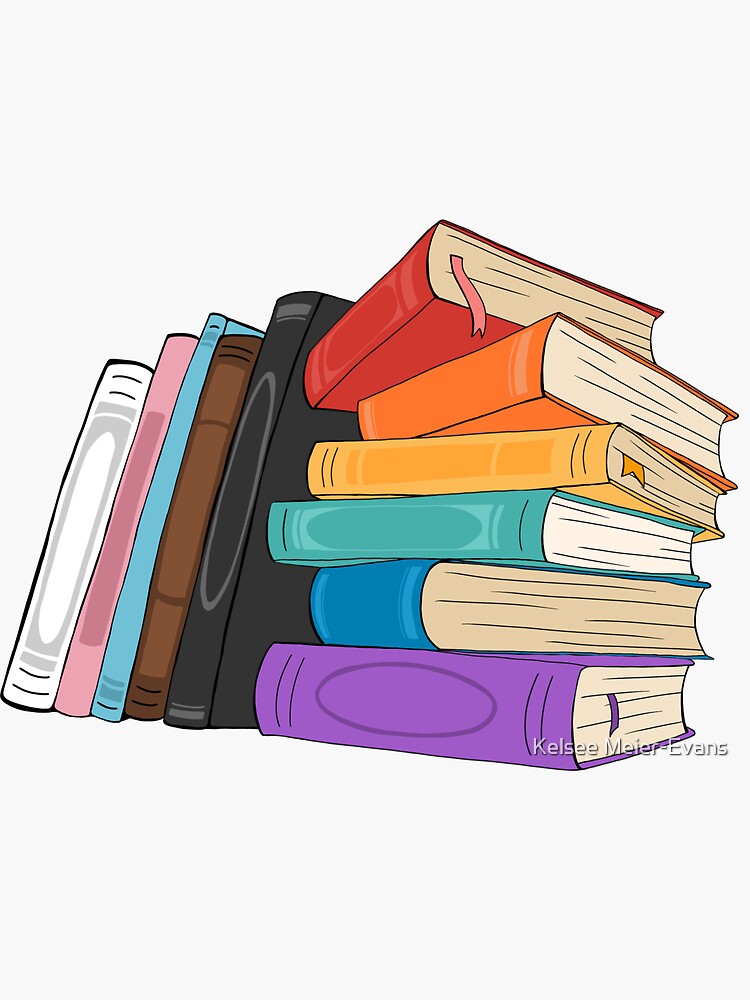 "Progress Pride Bookstack" Sticker for Sale by kelsee26 | Redbubble