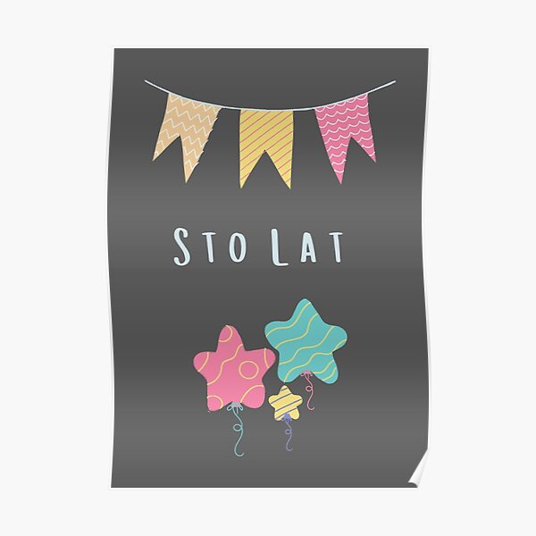 "Sto lat party balloons and flags Polish birthday or name day ...