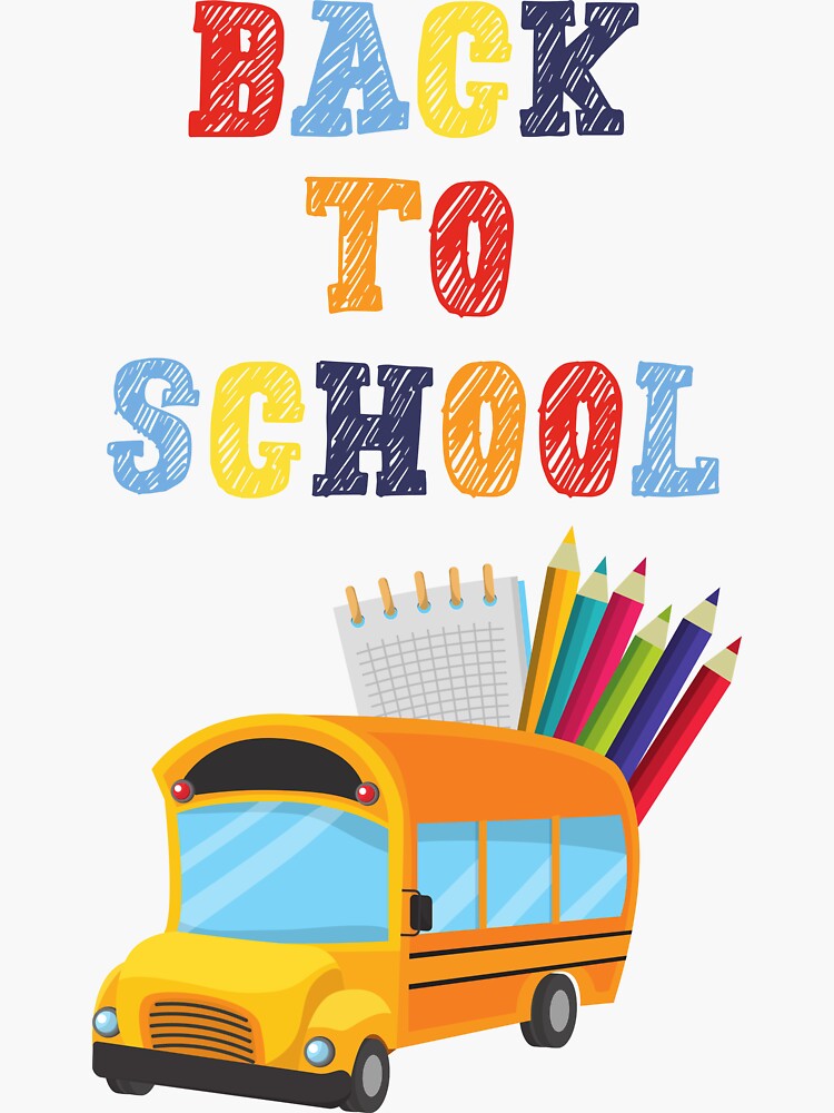 "Back to school graphic design with bus" Sticker for Sale by ...
