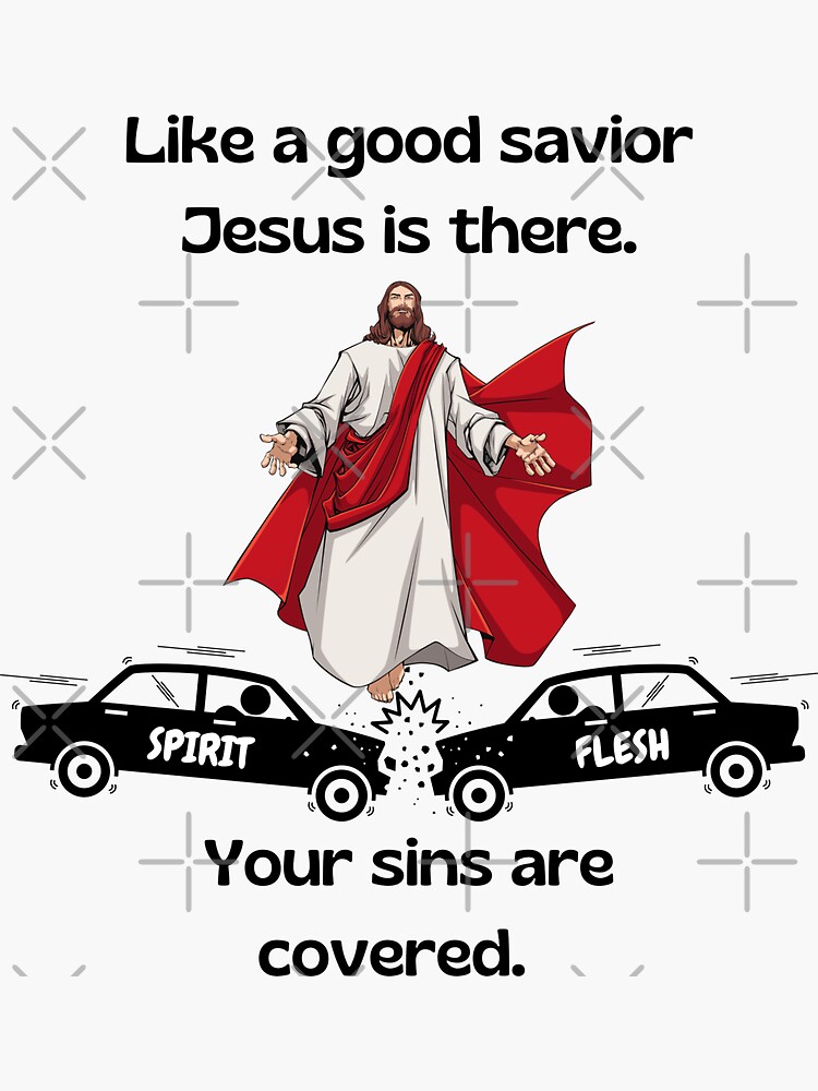 "Jesus Auto Insurance Meme | Christian Faith | Funny" Sticker for Sale ...