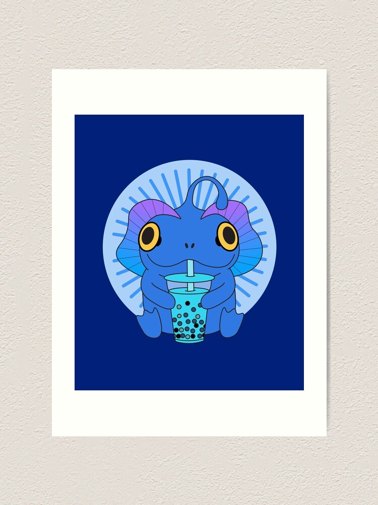 "Cute The Sea Beast Blue Drinking Boba Bubble Tea Kawaii" Art Print for ...