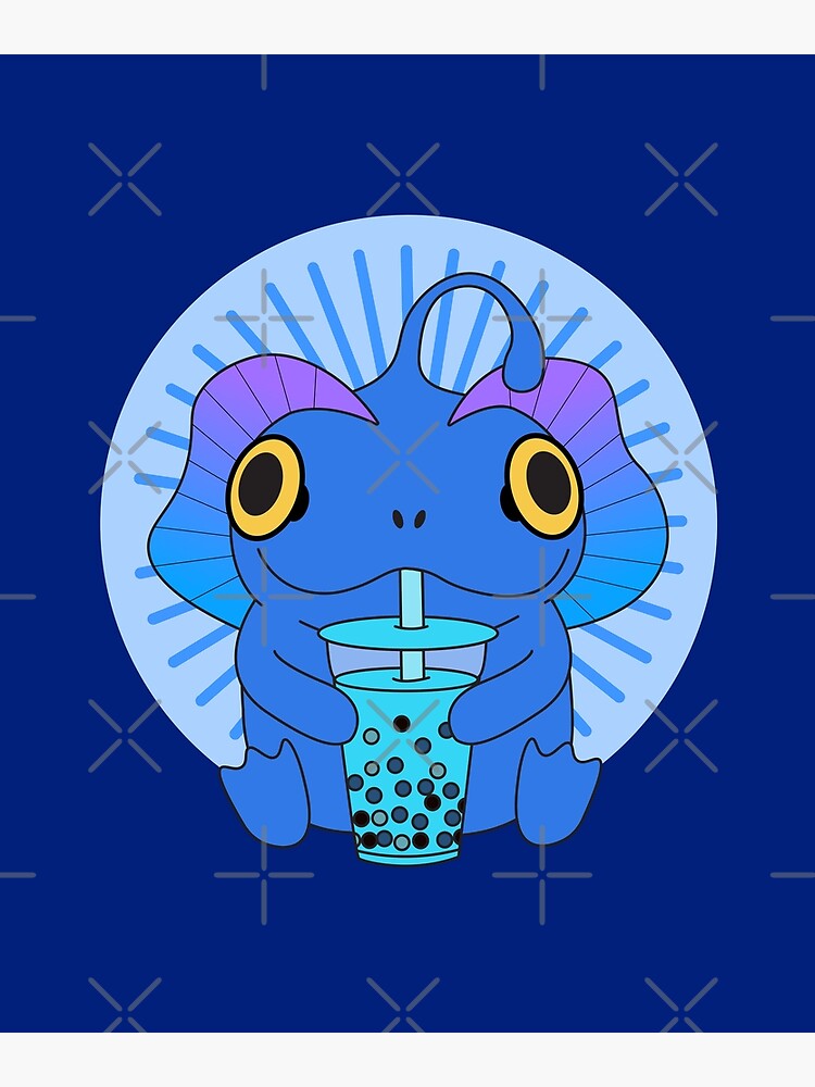 "Cute The Sea Beast Blue Drinking Boba Bubble Tea Kawaii" Art Print for ...