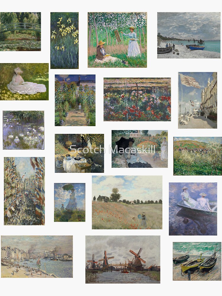 "Claude Monet Impressionist Paintings Collage" Sticker for Sale by ...