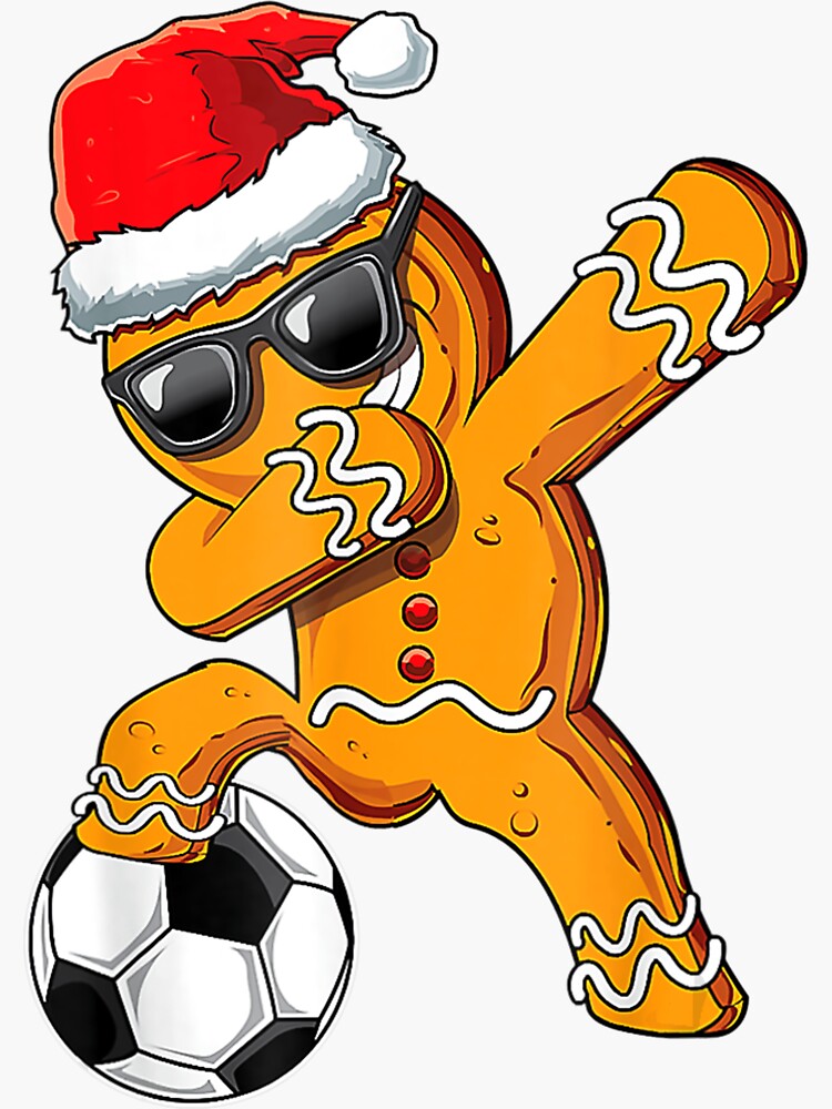 "Christmas Dabbing Gingerbread Man Dab Soccer Football Xmas " Sticker ...
