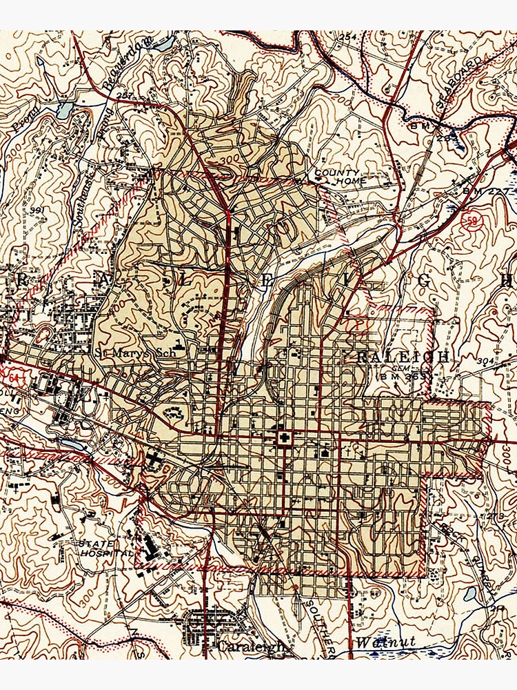 "Vintage Map of Raleigh North Carolina (1940)" Art Print for Sale by ...