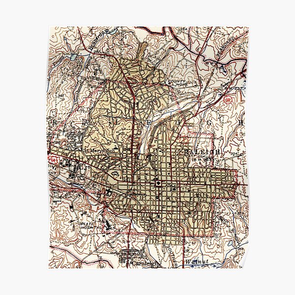 "Vintage Map of Raleigh North Carolina (1940)" Poster by BravuraMedia ...