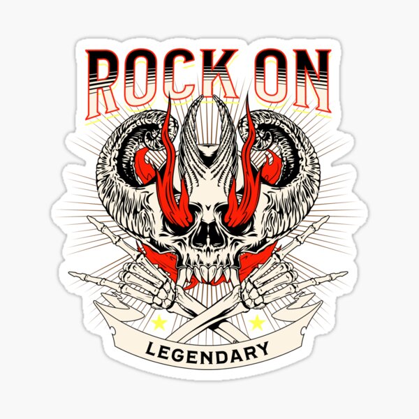 " Rock On Skull Symbol" Sticker for Sale by Rockopolys | Redbubble