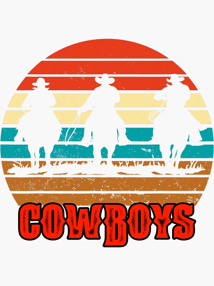 "Rodeo Cowboy and Wranglers Bronco Horse Retro Style Sunset" Sticker ...