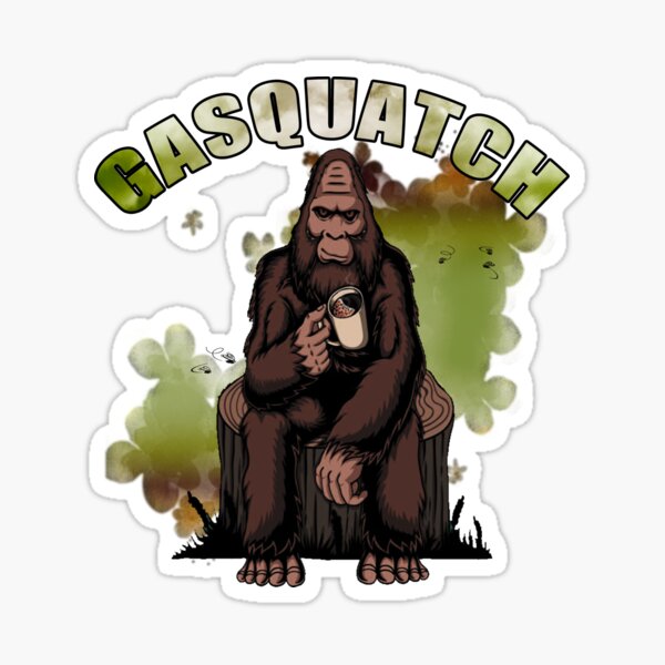 "Gasquatch!" Sticker for Sale by JadeRyder | Redbubble