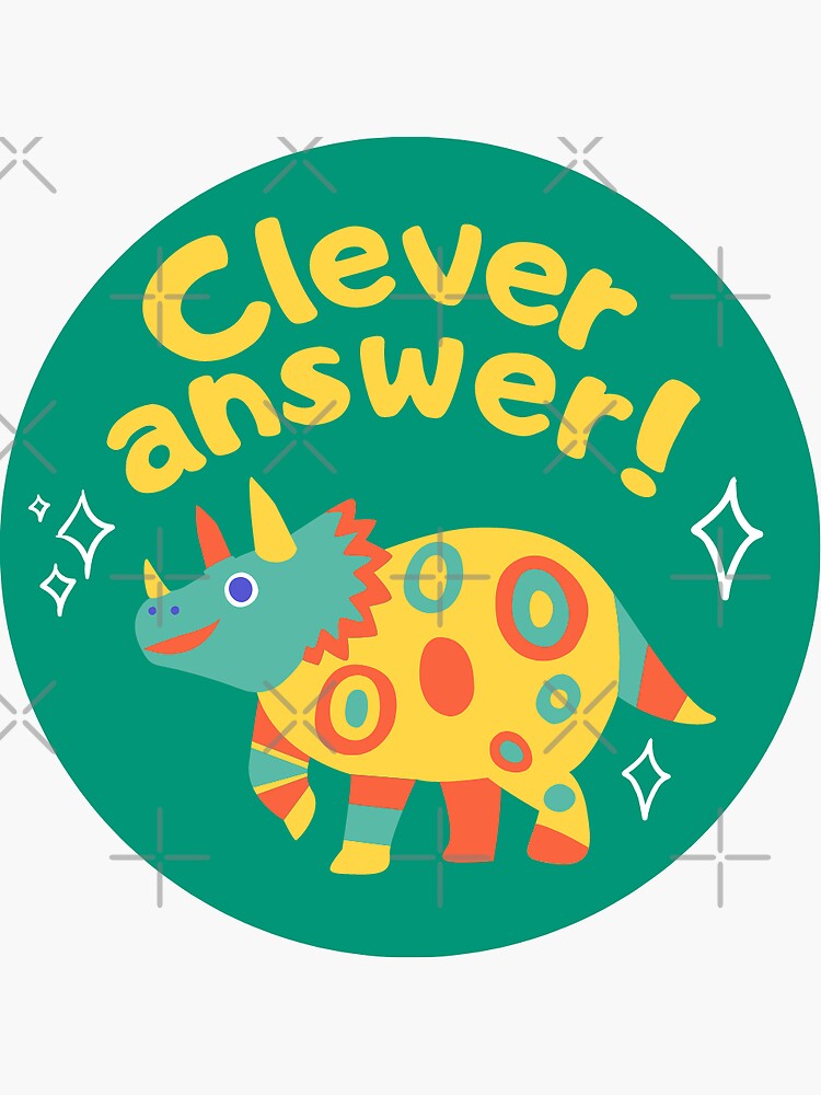"Clever Answer sticker, a cute dinosaur sticker, motivation feedback ...
