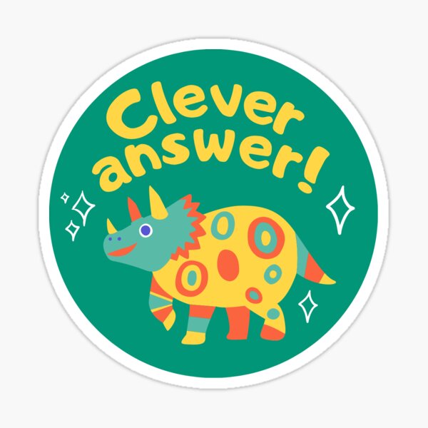 "Clever Answer sticker, a cute dinosaur sticker, motivation feedback ...