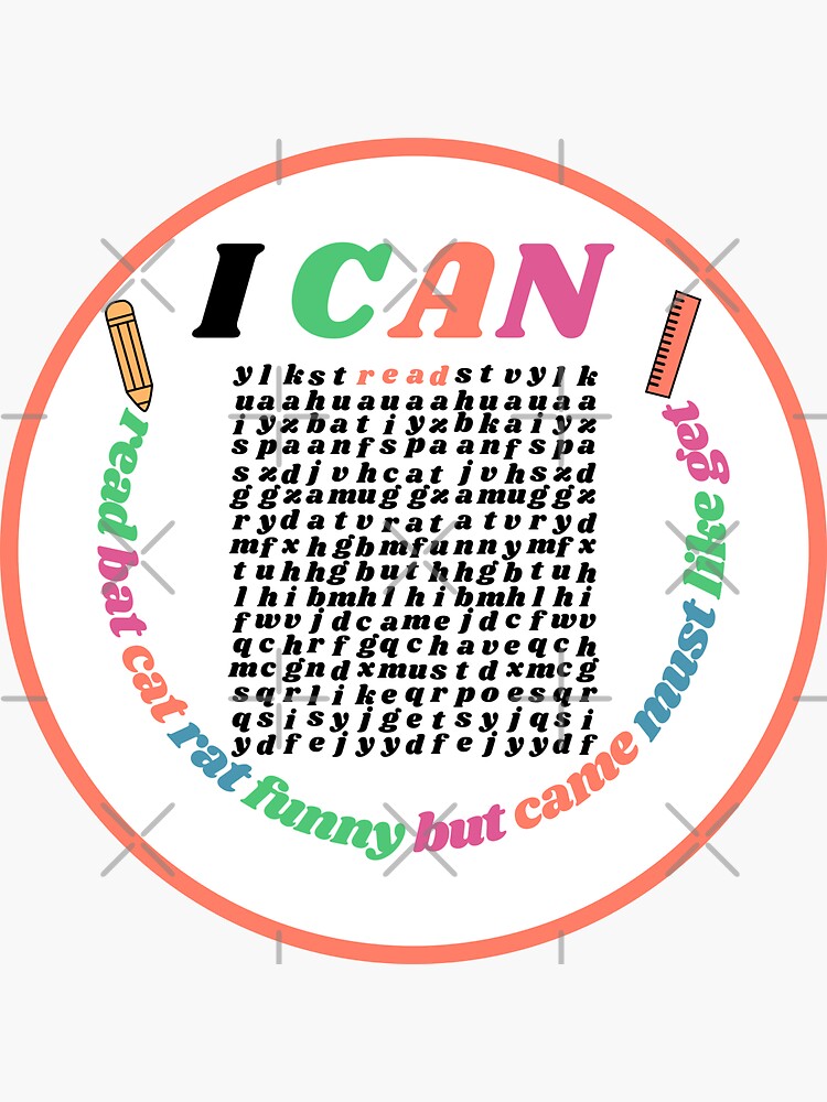 "Kids Word Search Gift I Can" Sticker for Sale by LiberLabel | Redbubble