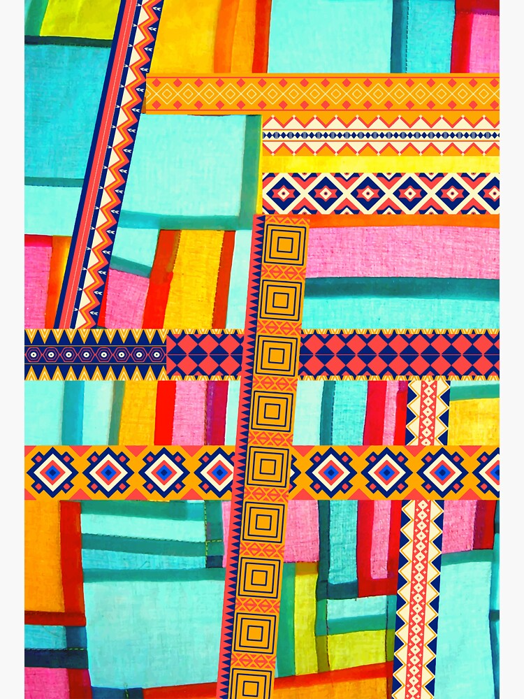 "Patchwork geometric shape background." Sticker for Sale by faizaart ...