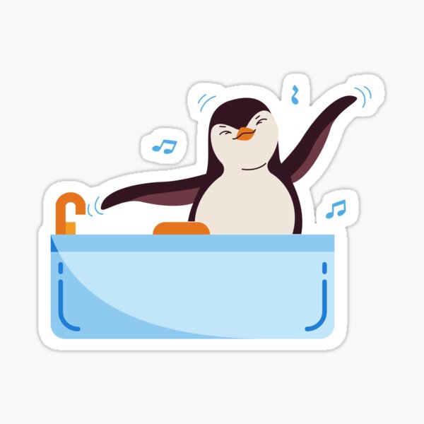 "Cute Animals | Penguin taking Bath" Sticker for Sale by pod-plus-plus ...