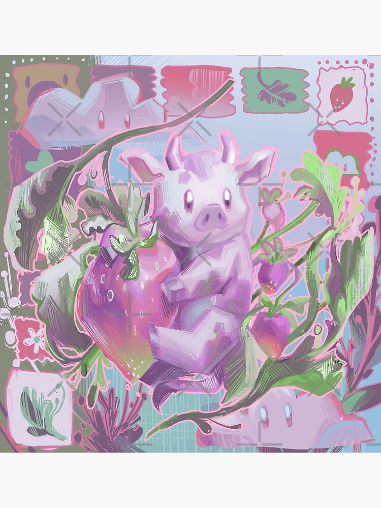 "Strawberry Cottagecore Cow " Poster for Sale by Evumango | Redbubble